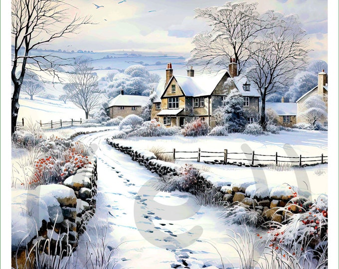 Fabric Panel - DI (191) - Rustic Country Christmas Window. for Sewing ...