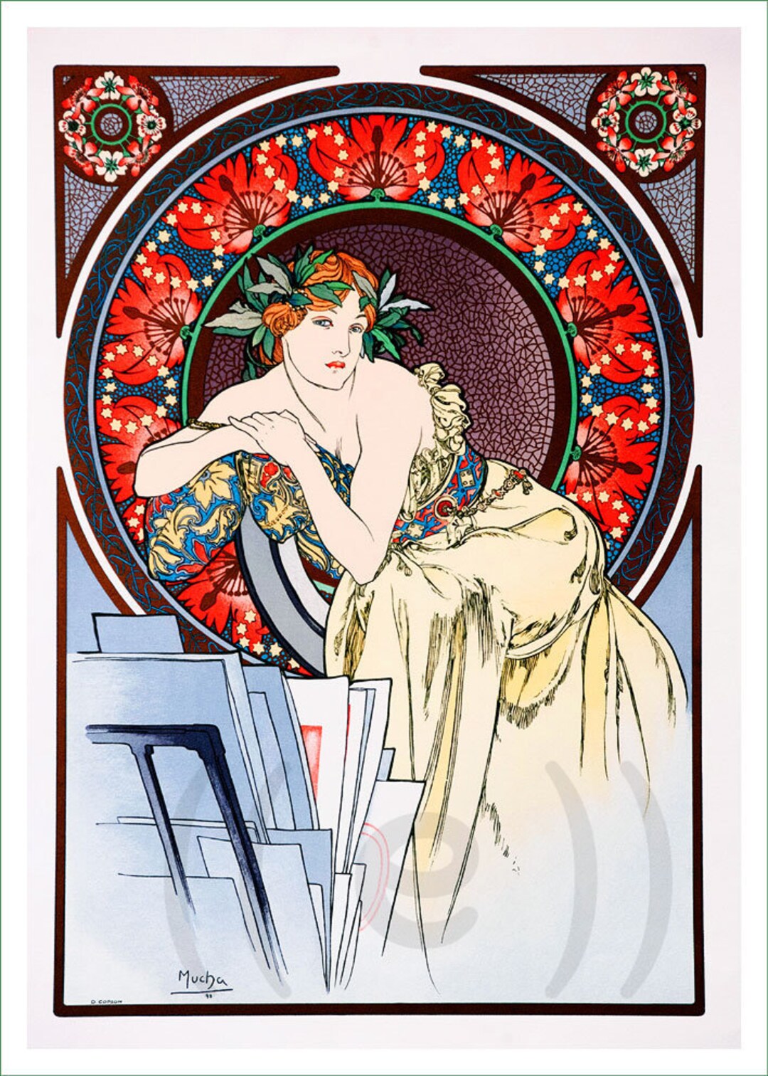 Fabric Panel Alphonse Mucha 76. for Sewing, Patchwork, Quilting. Fabric ...