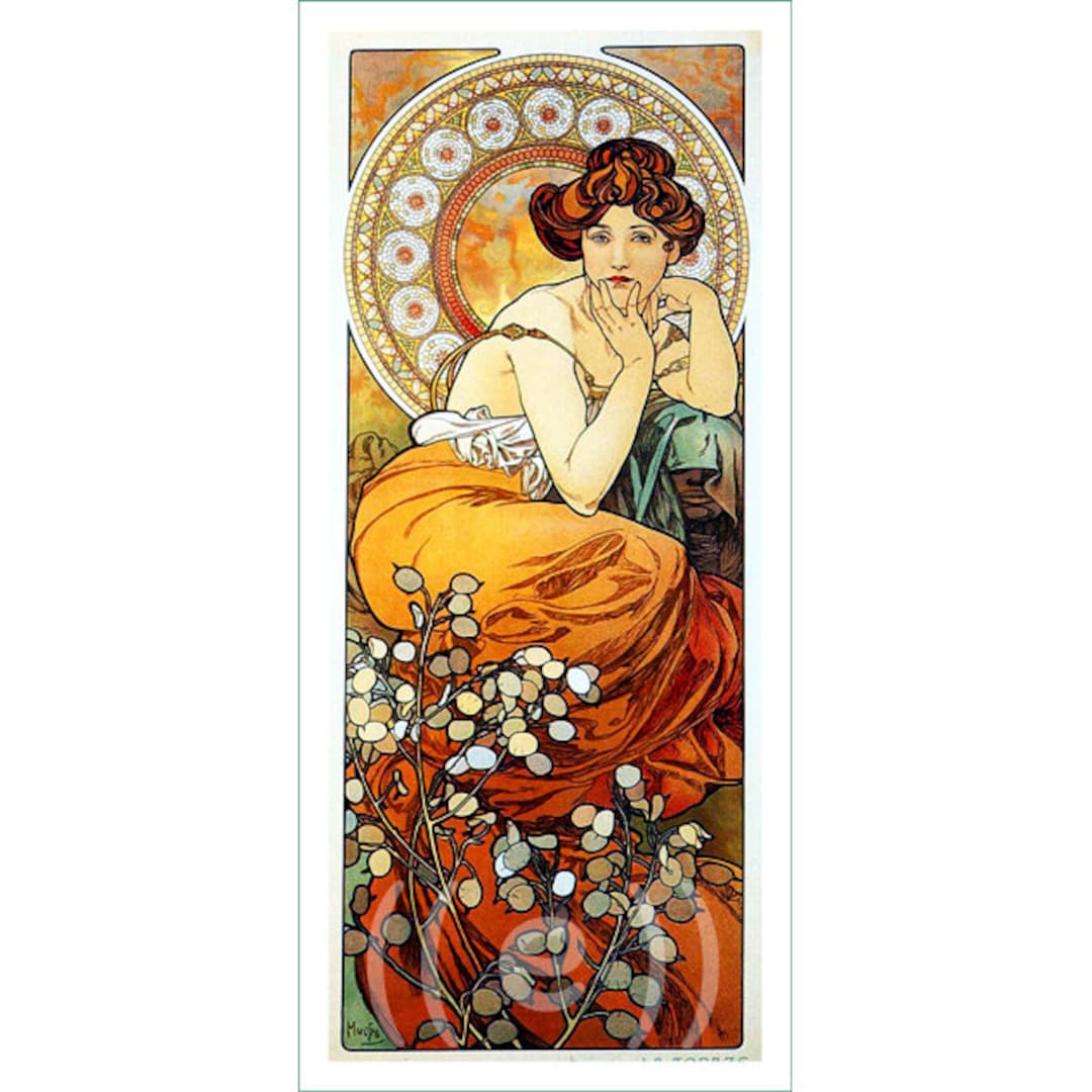 Fabric Panel - Alphonse Mucha (57). for Sewing, Patchwork, Quilting ...