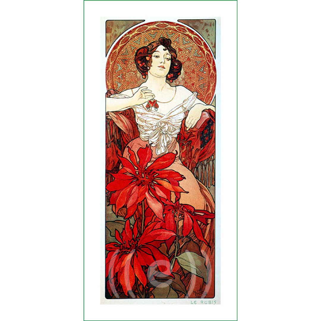 Fabric Panel - Alphonse Mucha (28). for Sewing, Patchwork, Quilting ...