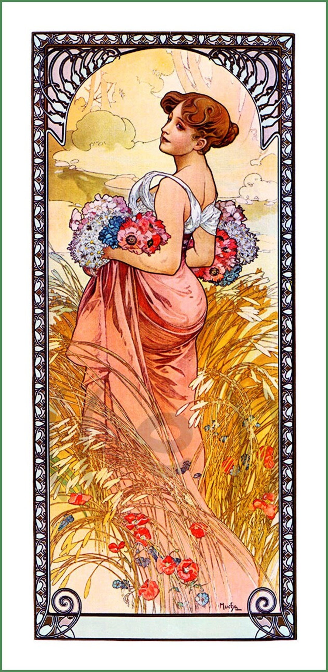 Fabric Panel Alphonse Mucha 72. for Sewing, Patchwork, Quilting. Fabric ...