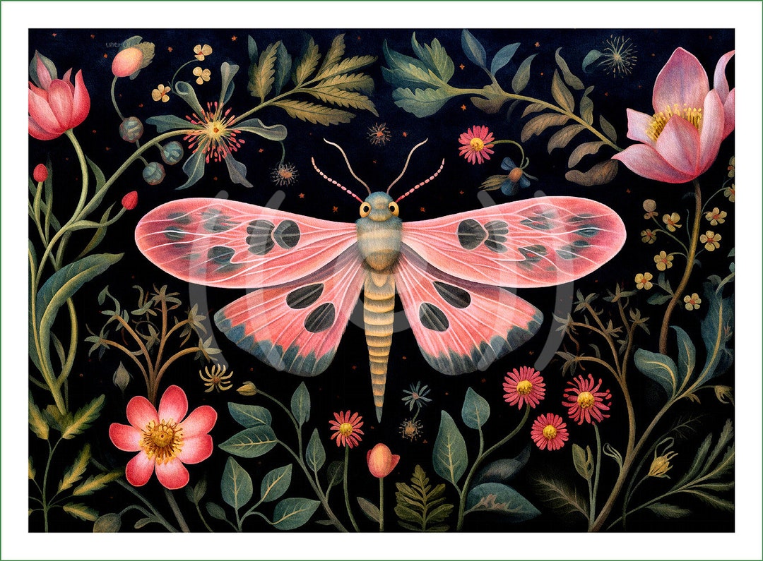 Fabric Panel - DI (209) - Botanical Moths. for Sewing, Patchwork ...