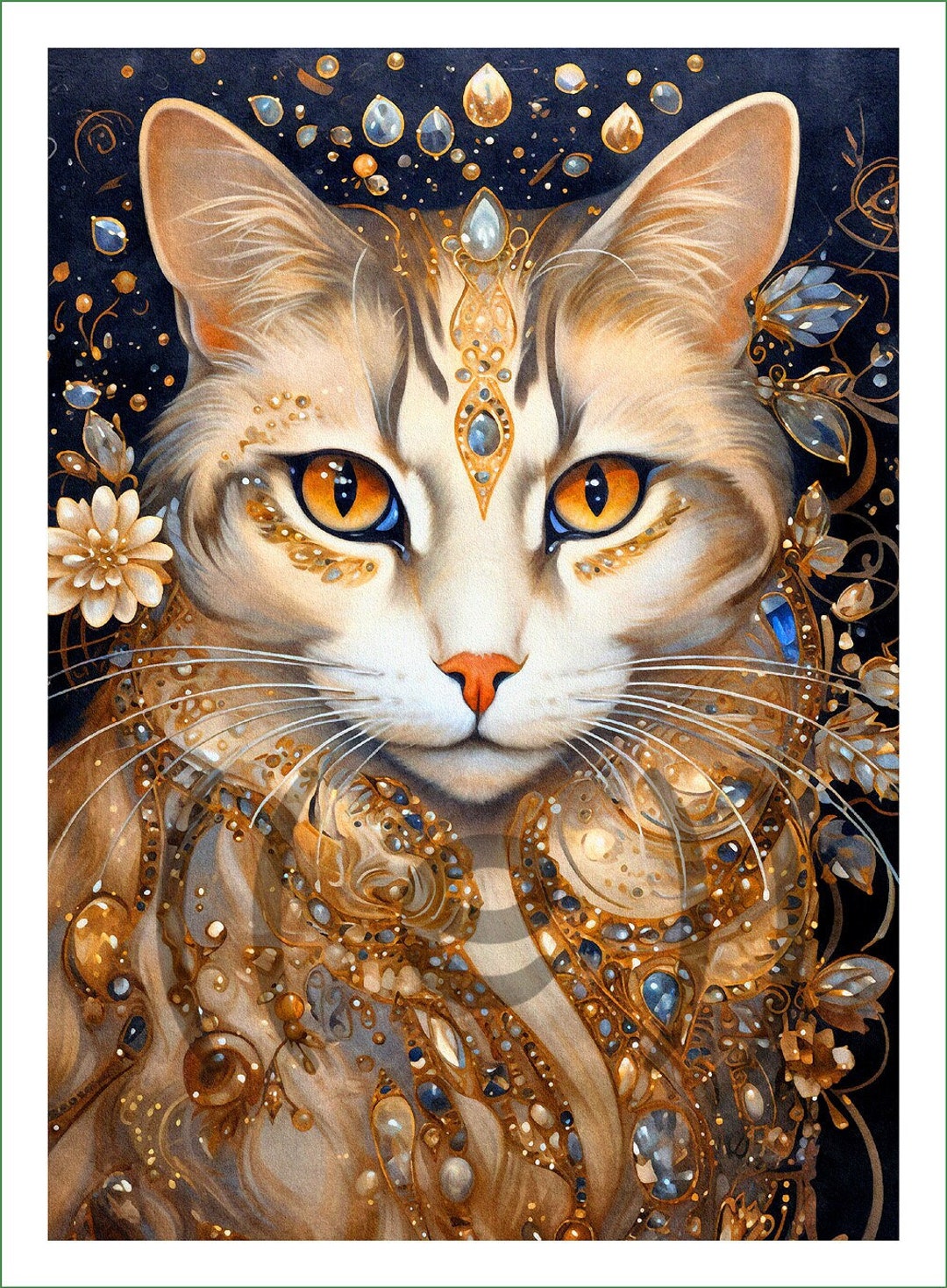 Fabric Panel - DI (169) - Cats & Crystals. for Sewing, Patchwork ...