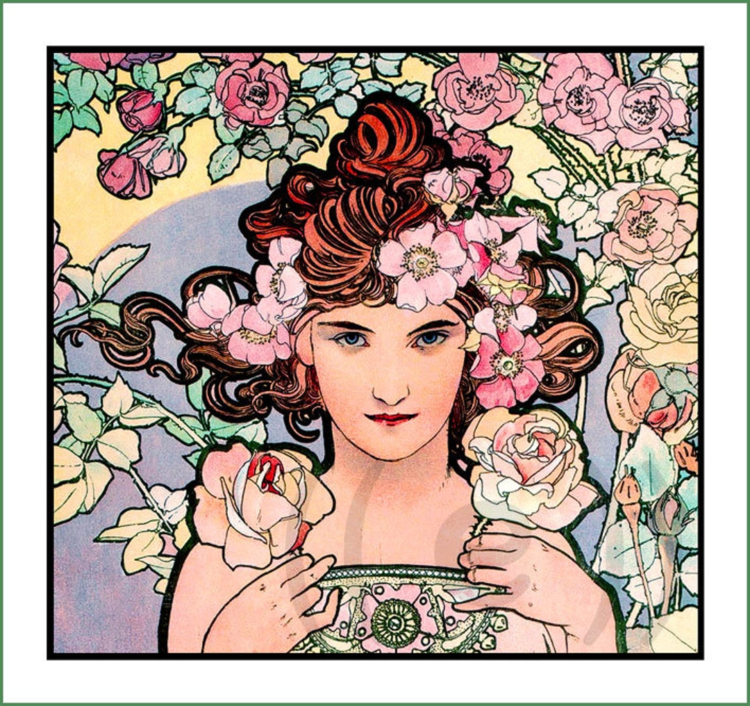 Fabric Panel - Alphonse Mucha (35). for Sewing, Patchwork, Quilting ...