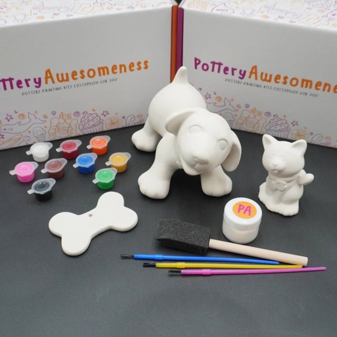 Pets Pottery Painting Kit, Dogs and Cats - Etsy