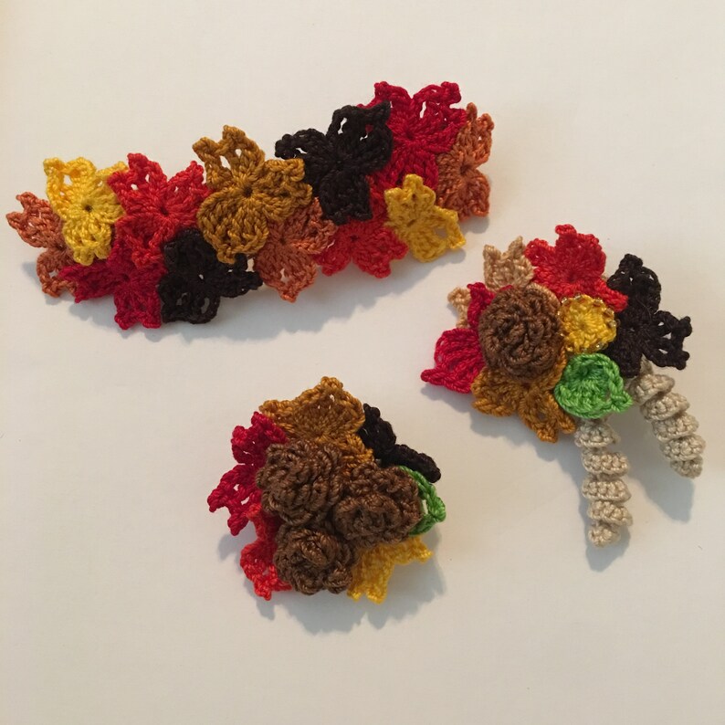 FALL FOLIAGE CROCHET Pattern for Brooch or Barrette - Etsy