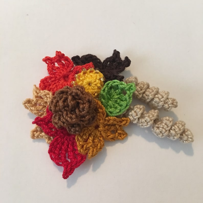 FALL FOLIAGE CROCHET Pattern for Brooch or Barrette - Etsy