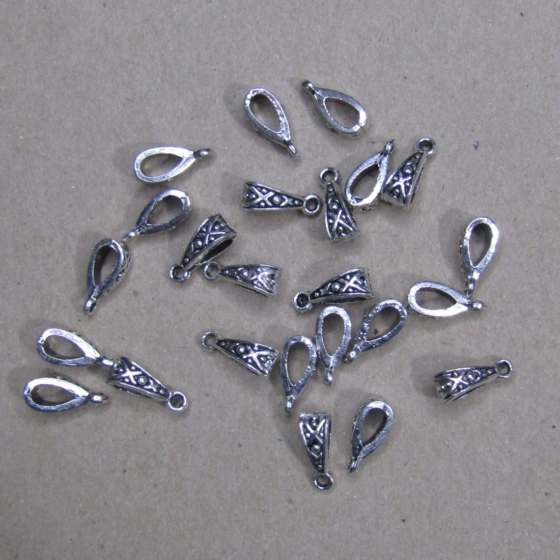 24 Large Silver Necklace Pendant Loops. Findings for Jewelry and Crafts ...