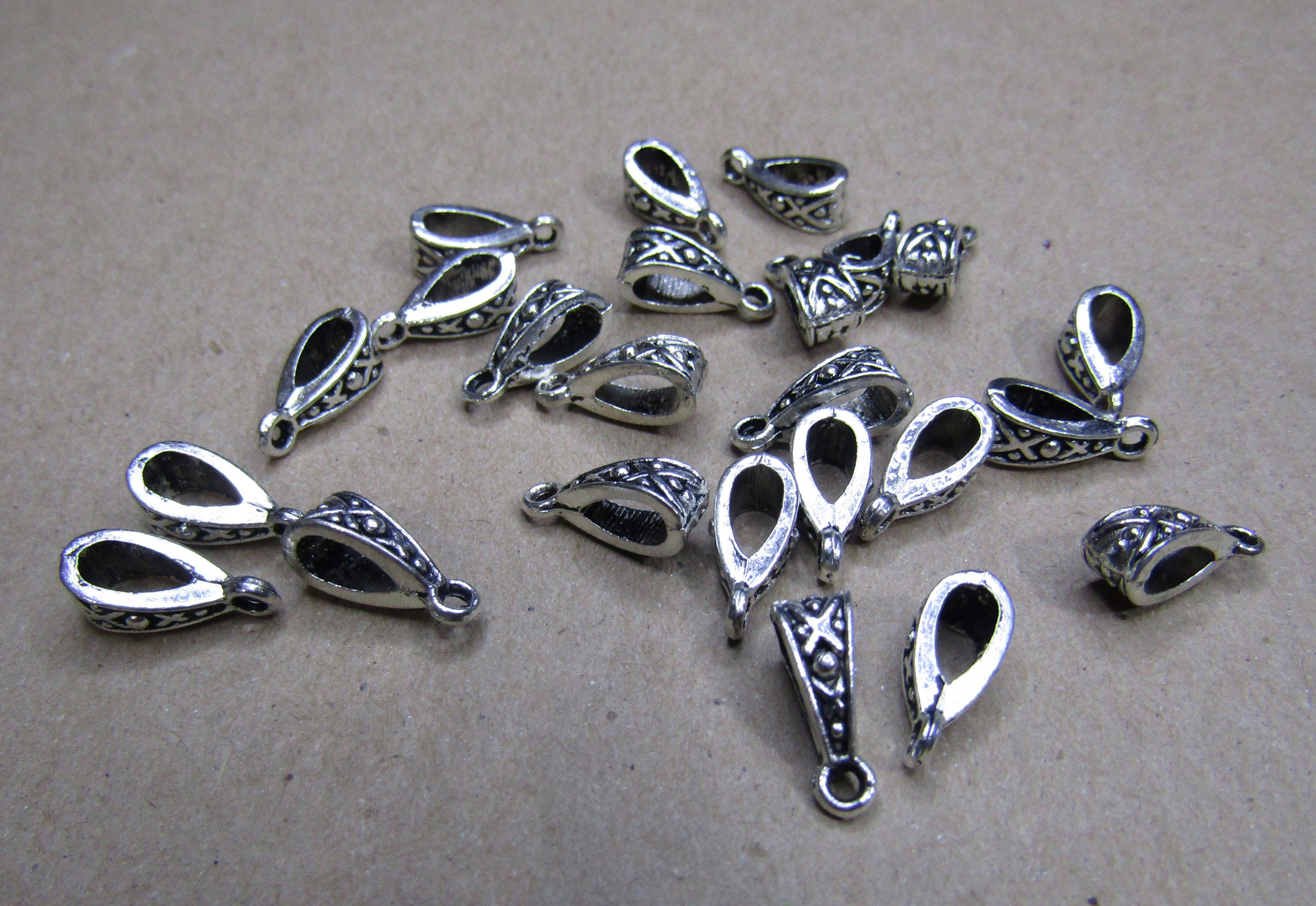 24 Large Silver Necklace Pendant Loops. Findings for Jewelry and Crafts ...