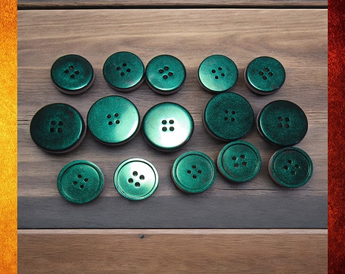 15 Shimmering Teal Blue-green Decorative Button Assortment. Buttons for ...