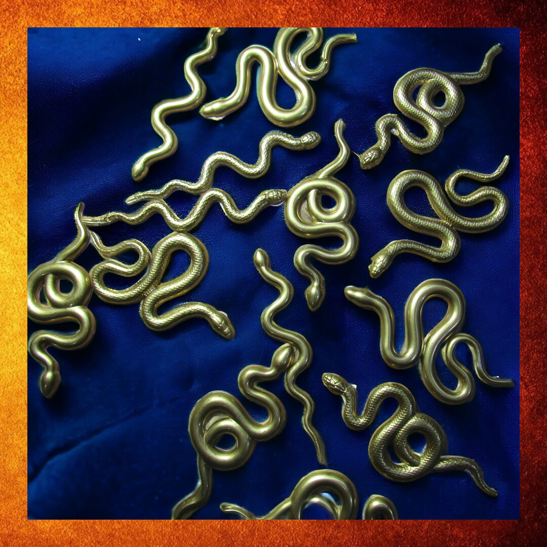 14 Gold Snake Ornaments. Three-dimensional Pieces for Halloween Jewelry ...