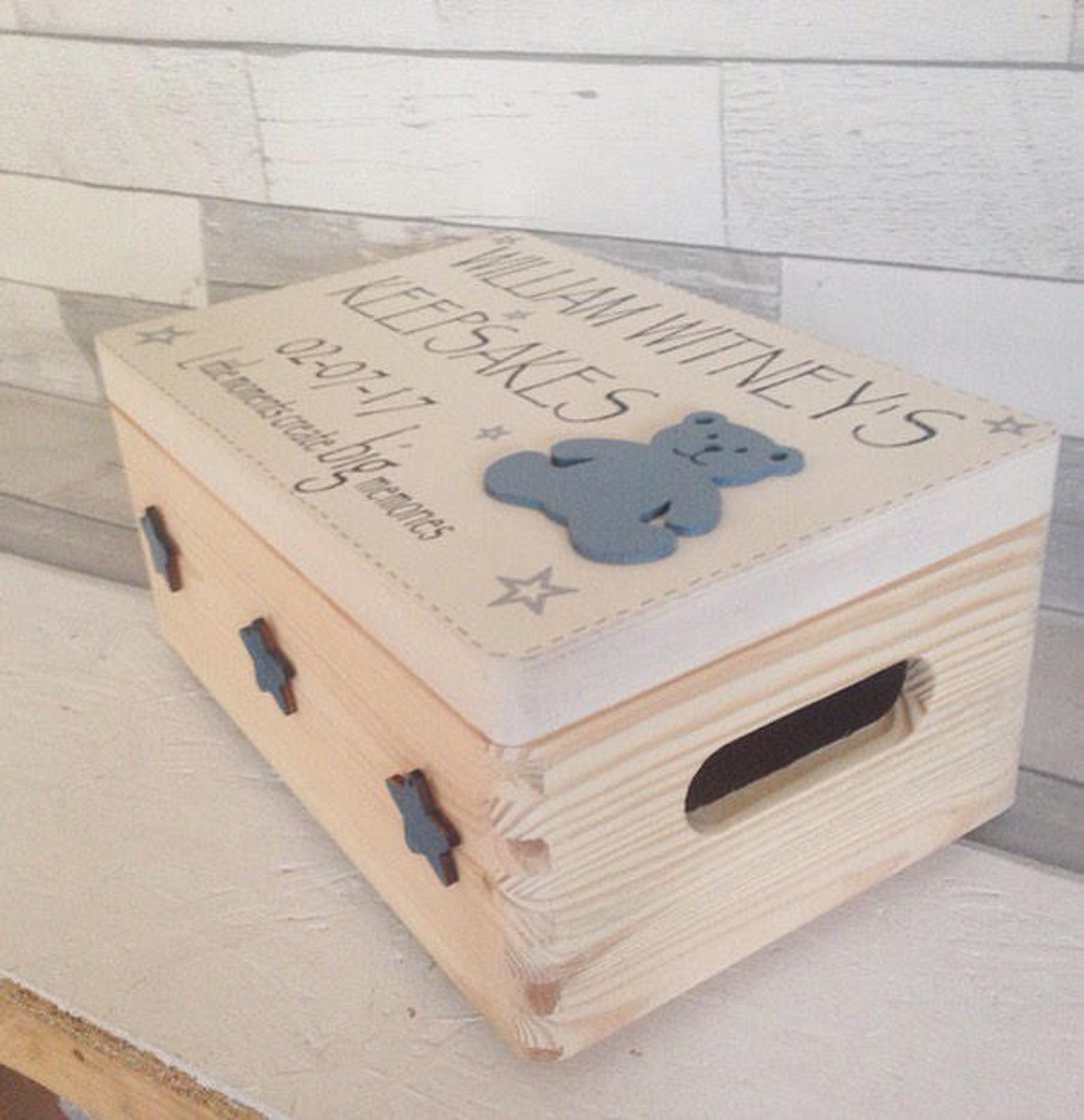 Special baby boy gift personalised wooden memory box | Etsy