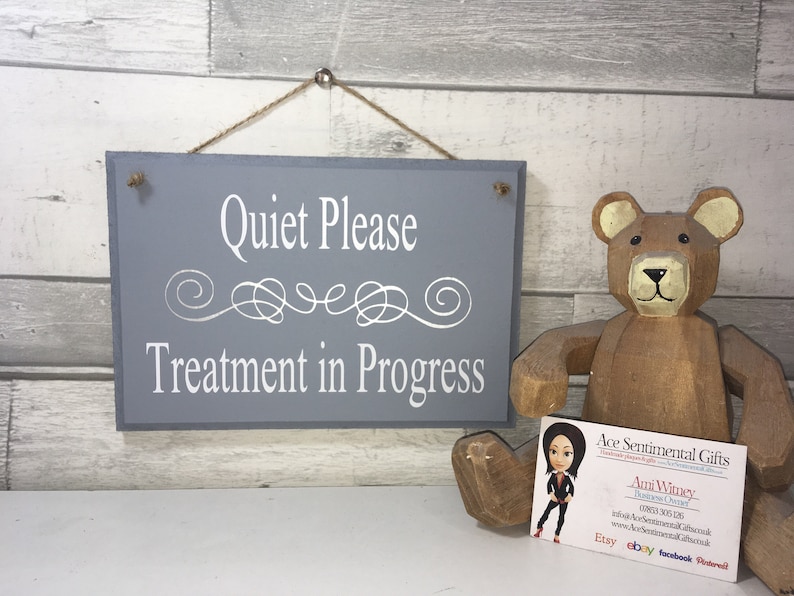 Treatment in Progress Notice, Chunky Wooden Door Sign. Salon Door ...