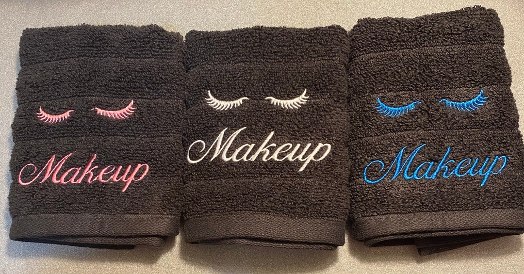 Embroidered Black Makeup Washcloth: Personalized Face Cloth - Etsy