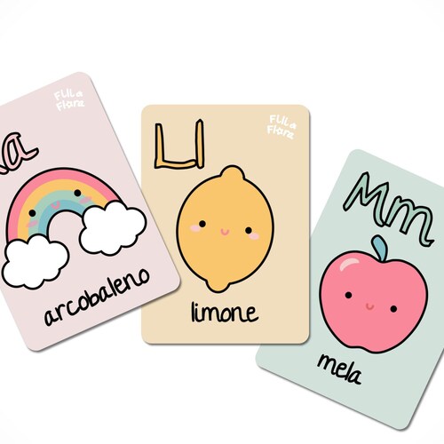 Italian Alphabet Printable Flashcards for Children - Etsy