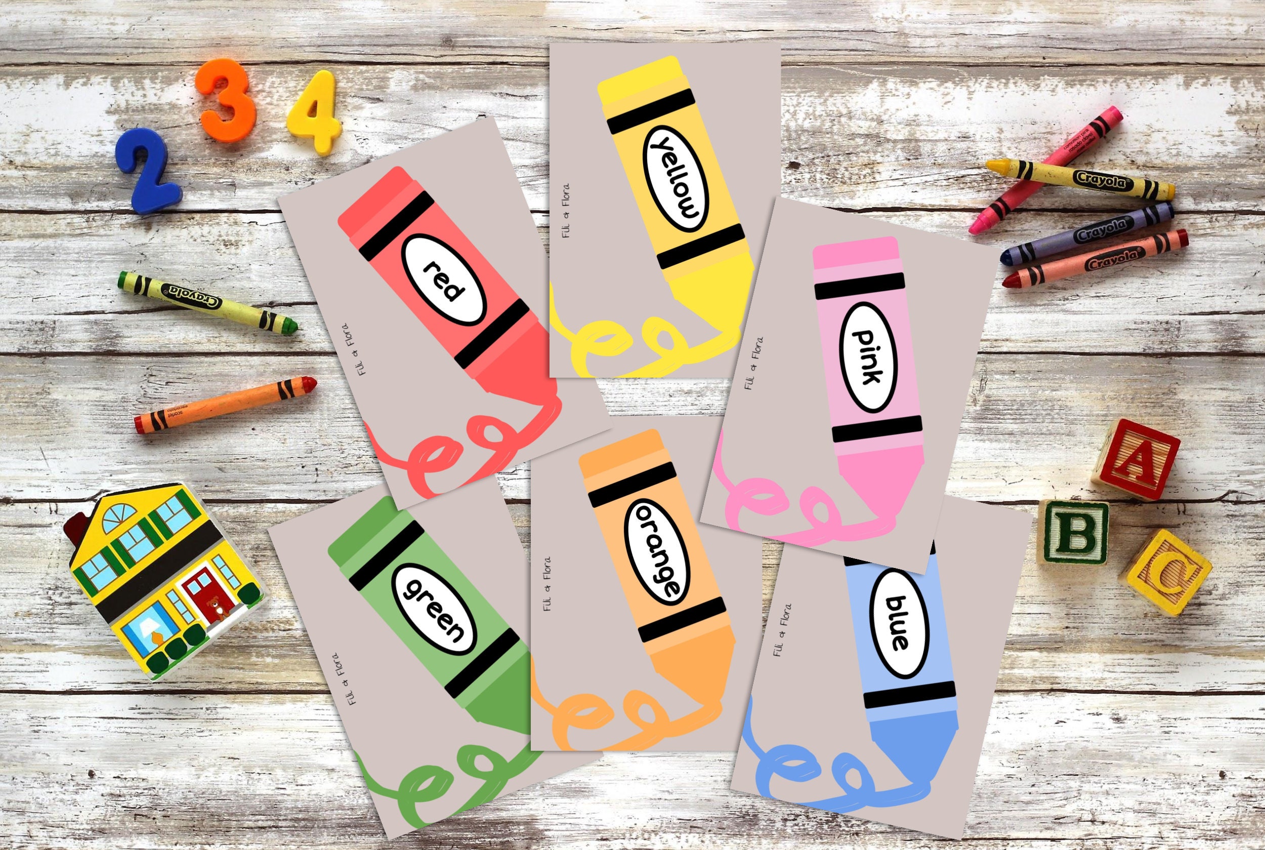 Colours Flashcards Crayons for Children Educational Gift | Etsy