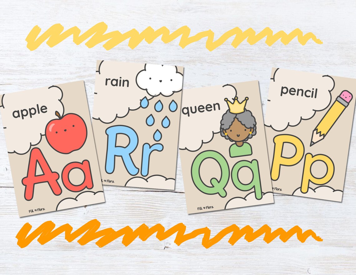 Alphabet Flashcards Printable for Children English ABC Flash - Etsy
