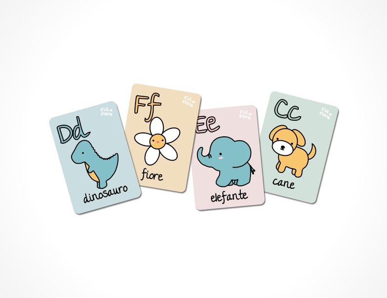 Italian Alphabet Printable Flashcards for Children - Etsy