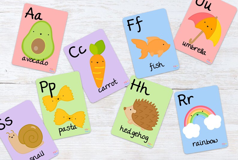 Colourful Alphabet Flashcards for Children Printable PDF - Etsy