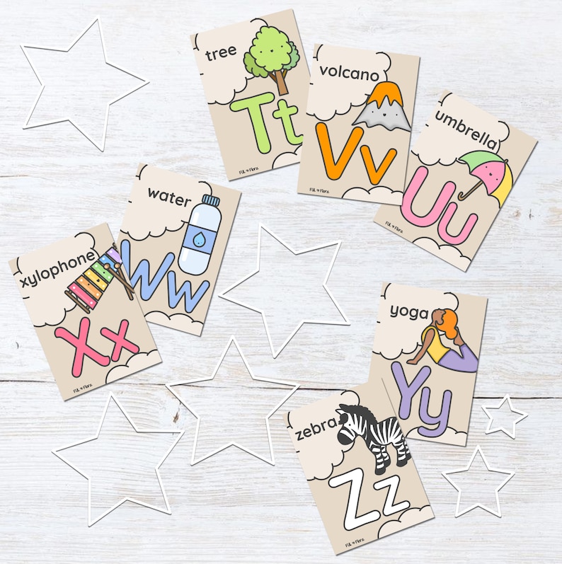 Alphabet Flashcards Printable for Children English ABC Flash - Etsy