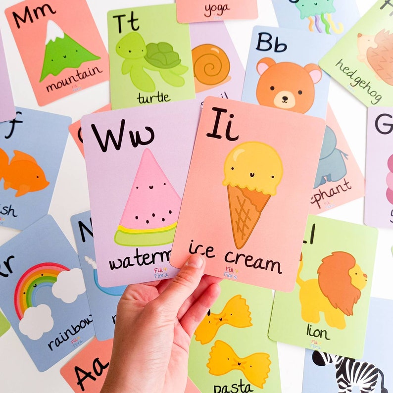 Colourful Alphabet Flashcards for Children Printable PDF - Etsy