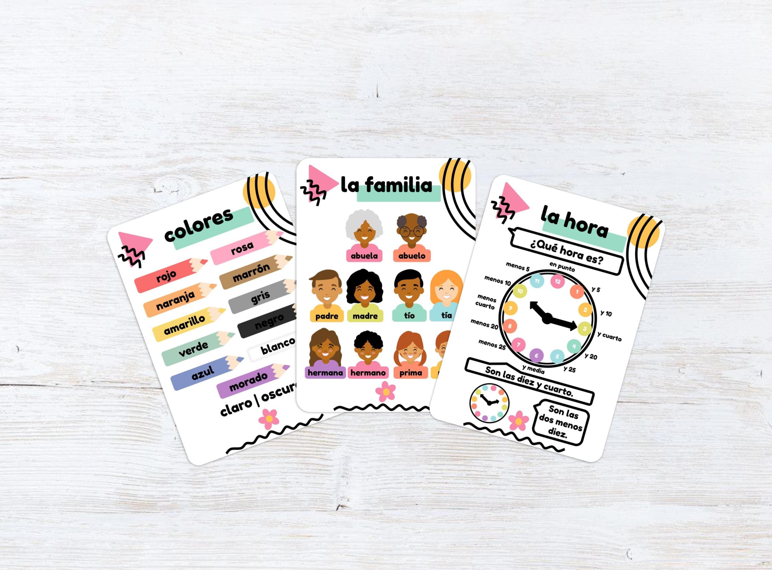 Spanish Language Learning Flashcards & Posters Printable - Etsy