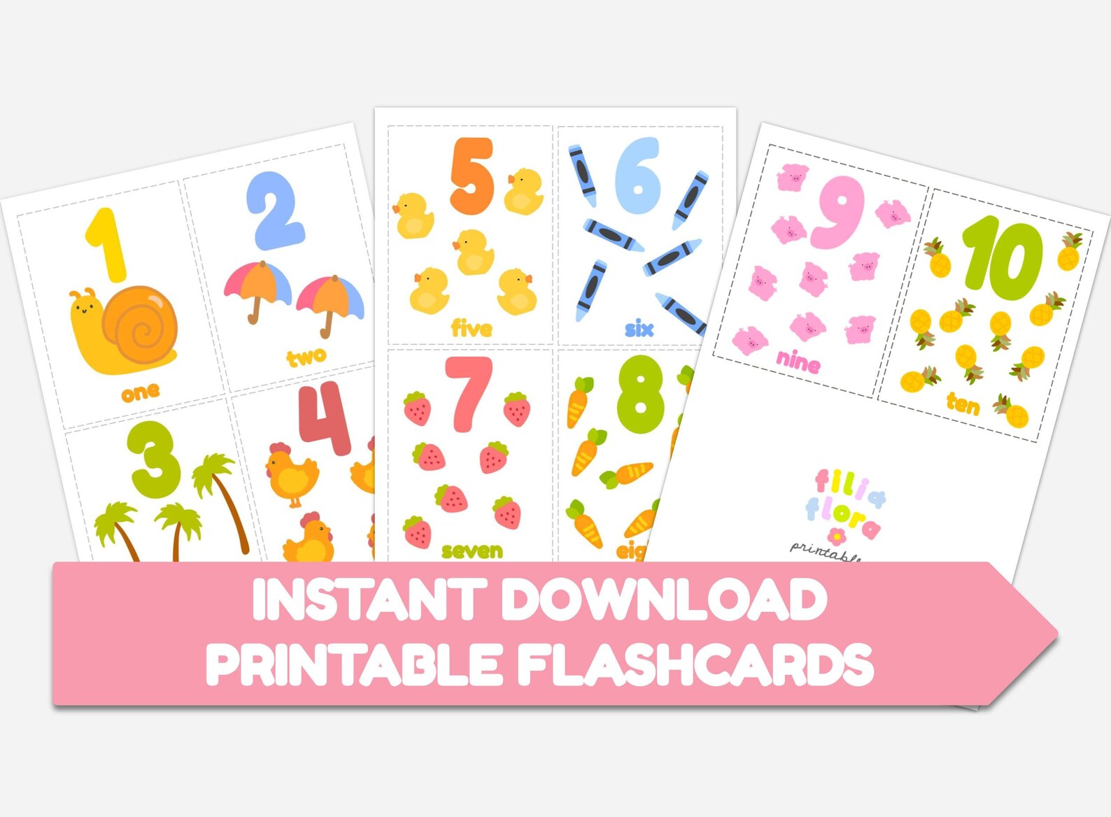 Counting Flashcards Numbers 1-10 Printable Download - Etsy
