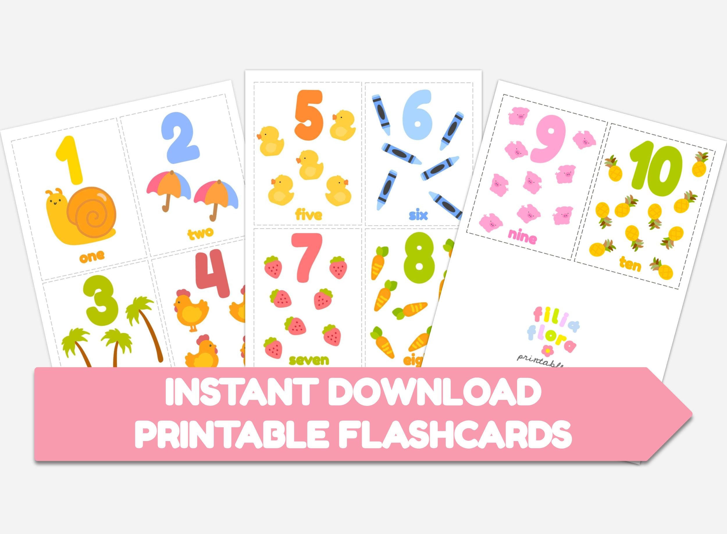 Counting Flashcards Numbers 1-10 Printable Download - Etsy