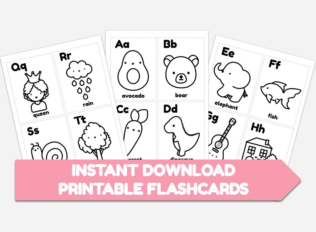 Alphabet Flashcards Colouring Sheets for Children, Learning Activity - Etsy