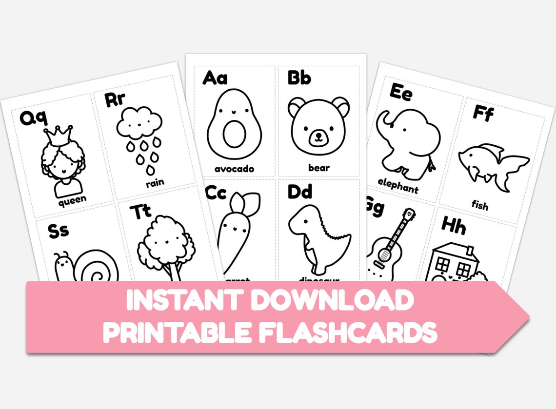 Alphabet Flashcards Colouring Sheets for Children, Learning Activity - Etsy