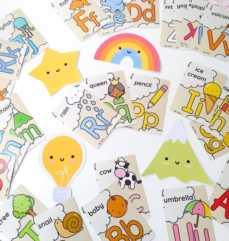 Alphabet Flashcards Printable for Children, English ABC Flash Cards - Etsy