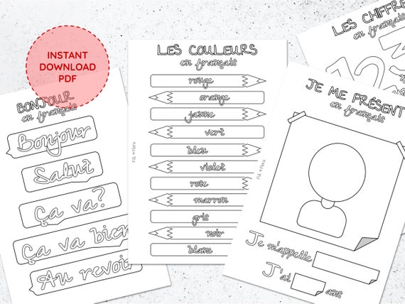 Printable French for Children Colouring-in Activities | Etsy