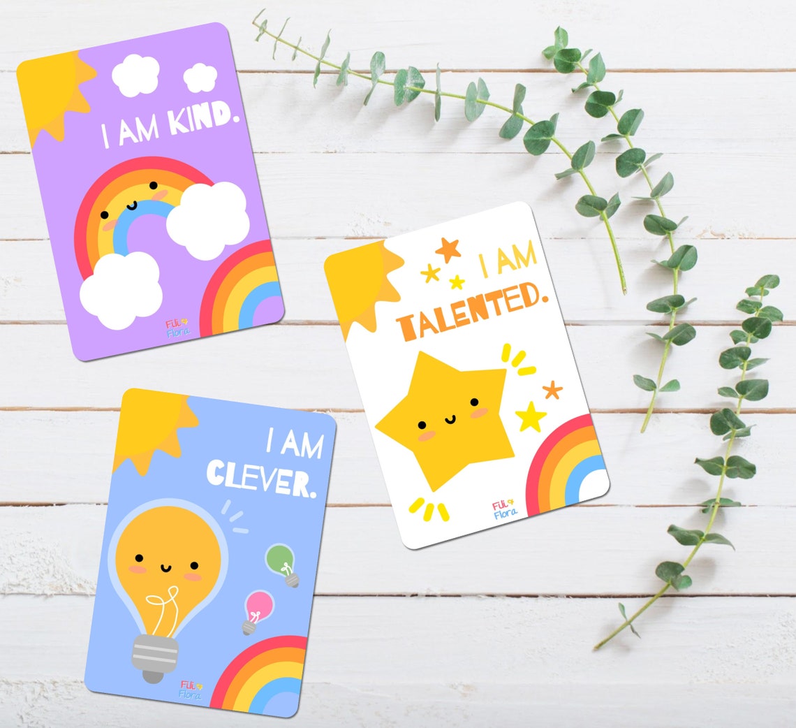 Positive Affirmation Flashcards for Children Mindfulness & | Etsy