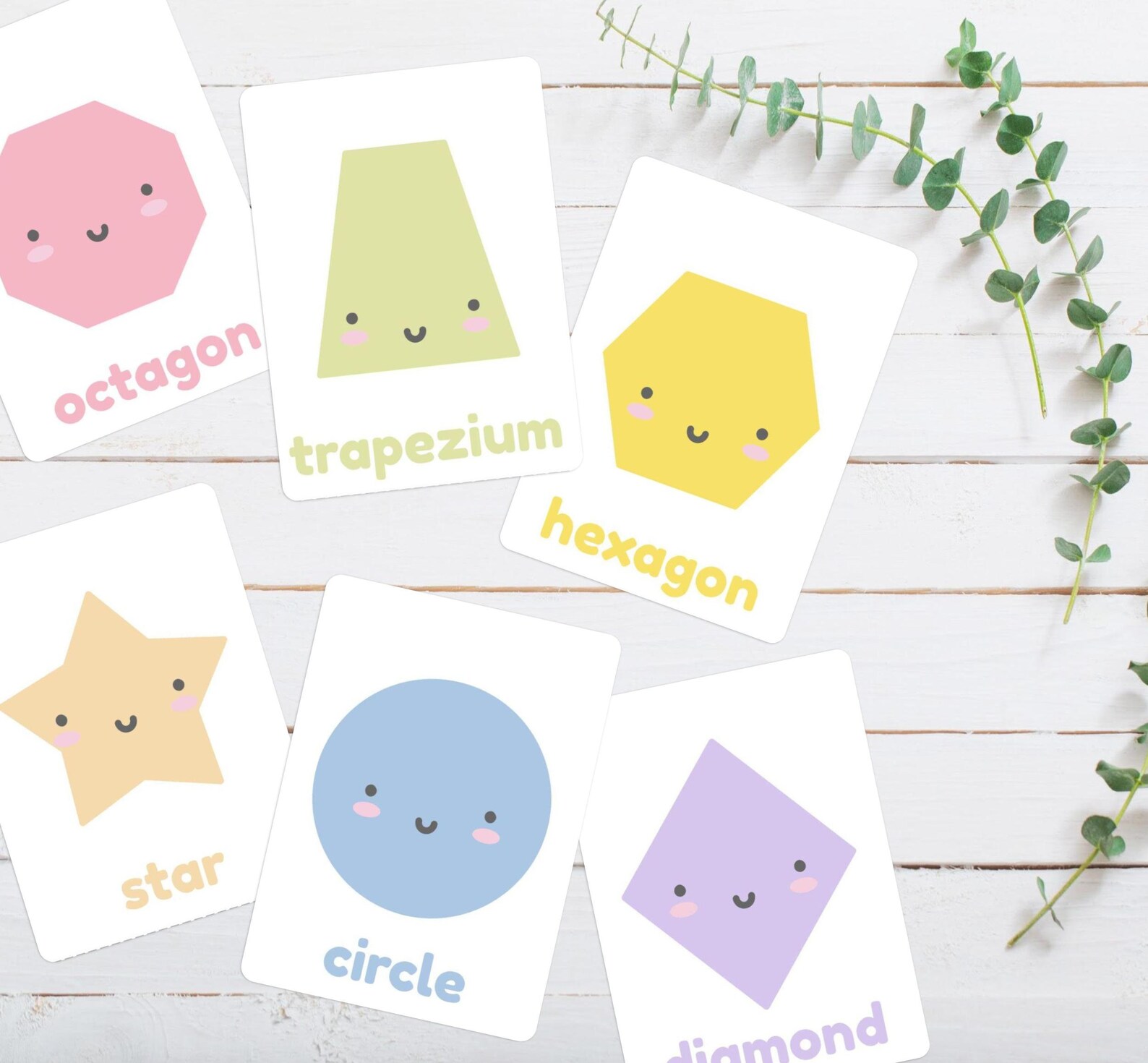 Shapes Flashcards Pastel Colours Printable, Download - Etsy