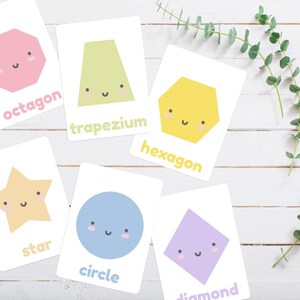Shapes Flashcards Pastel Colours Printable, Download - Etsy