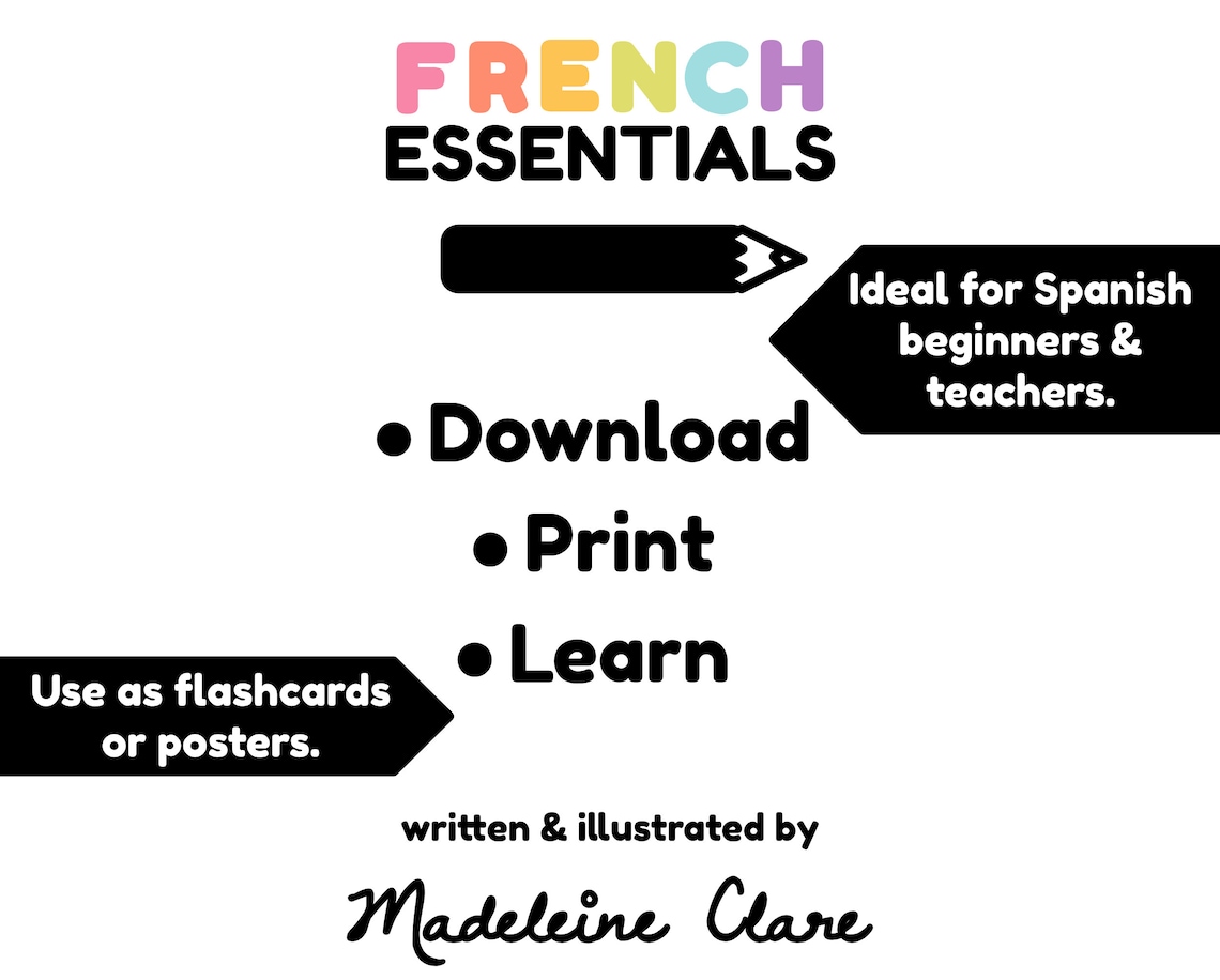 French Language Learning Flashcards & Posters Printable - Etsy