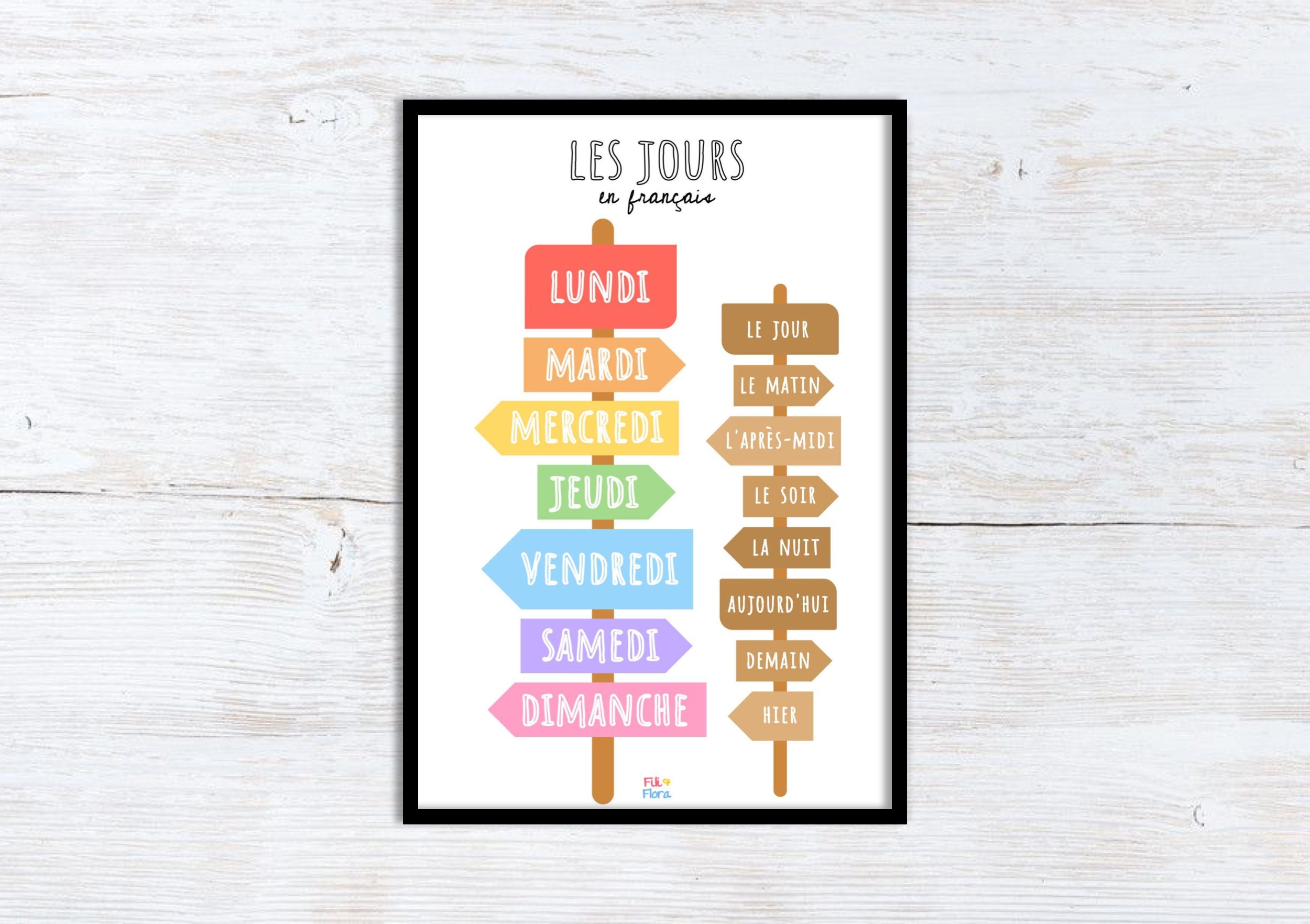 French Days of the Week Print for Playroom for Children A5 | Etsy
