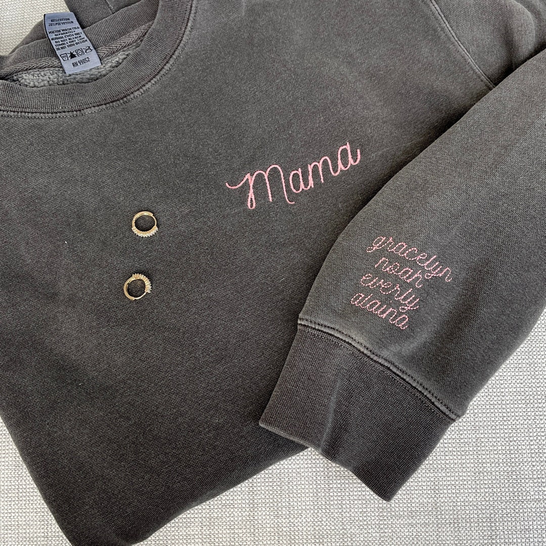 Customizable Modern Mama Script Embroidered Crewneck - Etsy