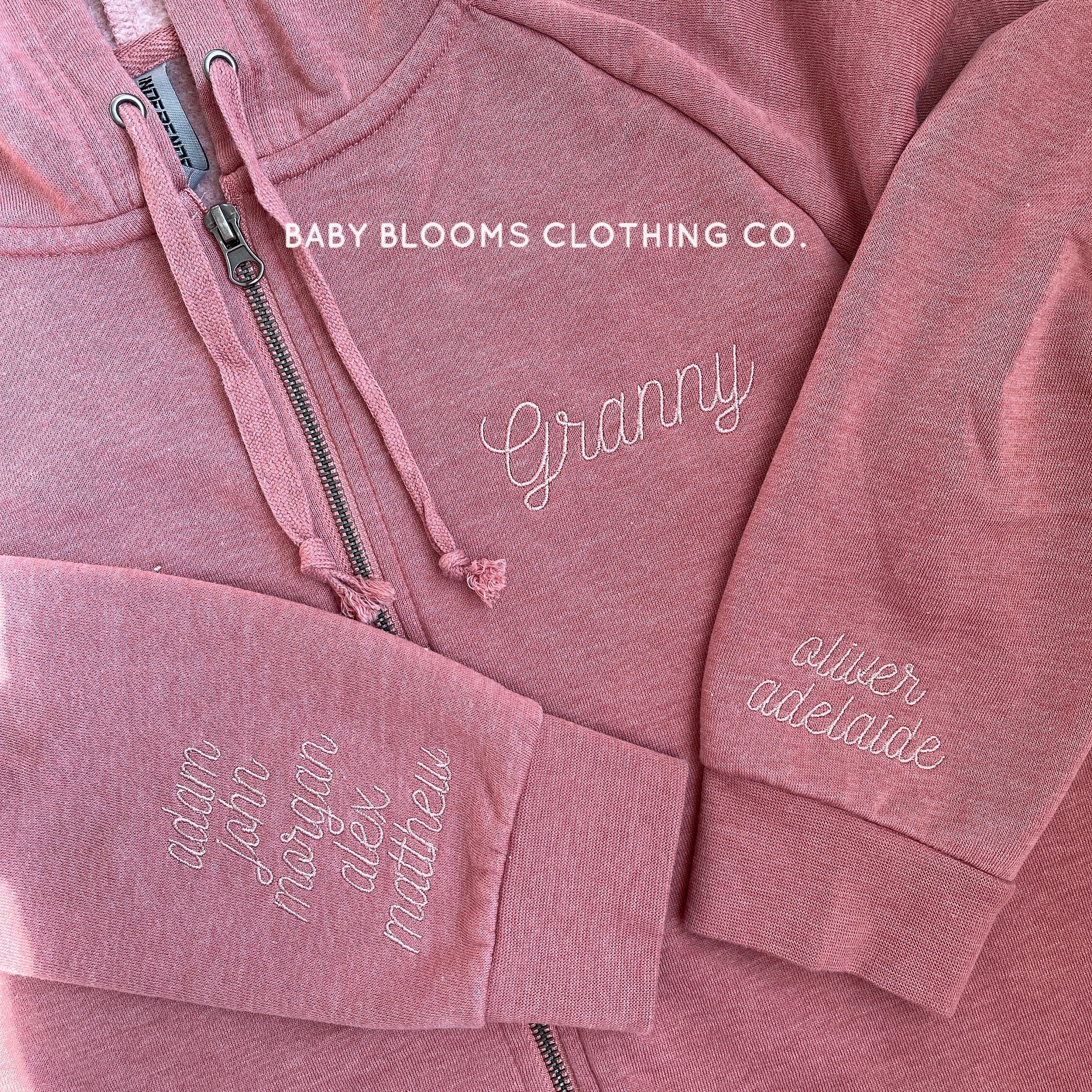 Customizable Grandma Embroidered Zip Hoodie Jacket | Grandkids Names ...