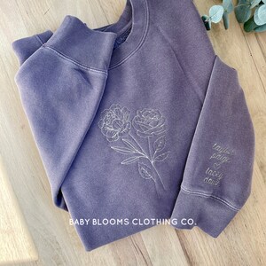 Custom Embroidered 2 Flower Birth Month Bouquet Sweatshirt | Names on ...