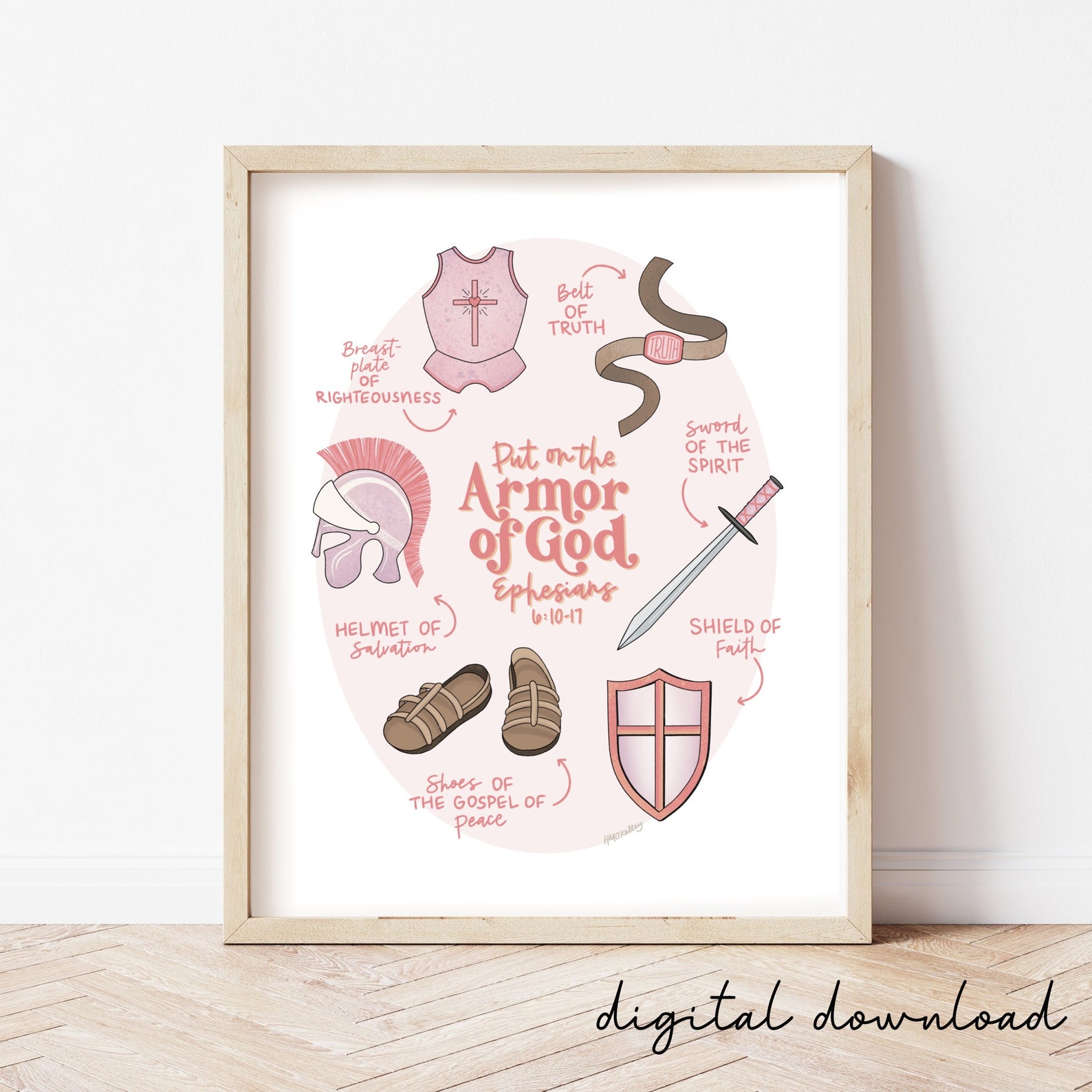 Armor of God Kids Room Artwork | Bible Verse Art for Girls | Christian ...