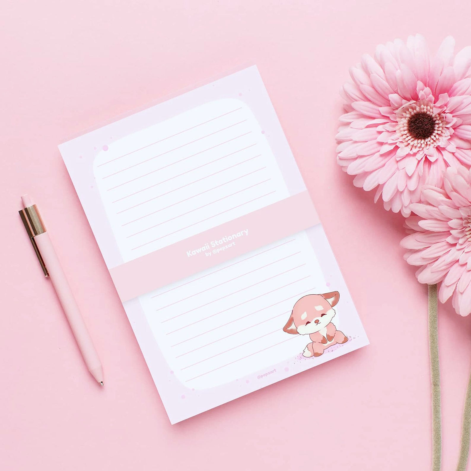 kawaii-fox-cute-notepad-a6-stationery-notepad-pastel-a6-etsy