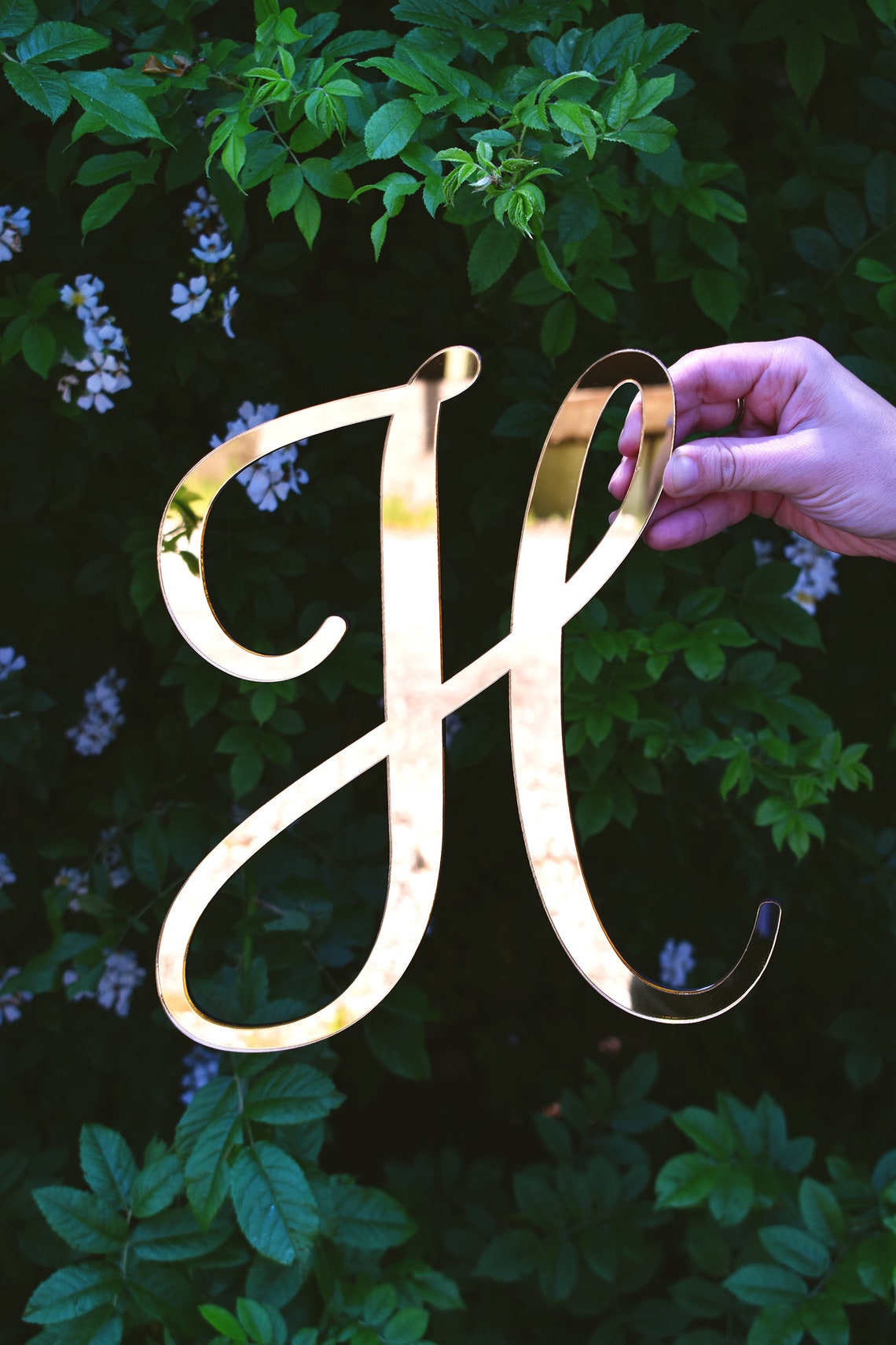 Monogram Calligraphy Wall Letters Gold or Silver Mirror - Etsy