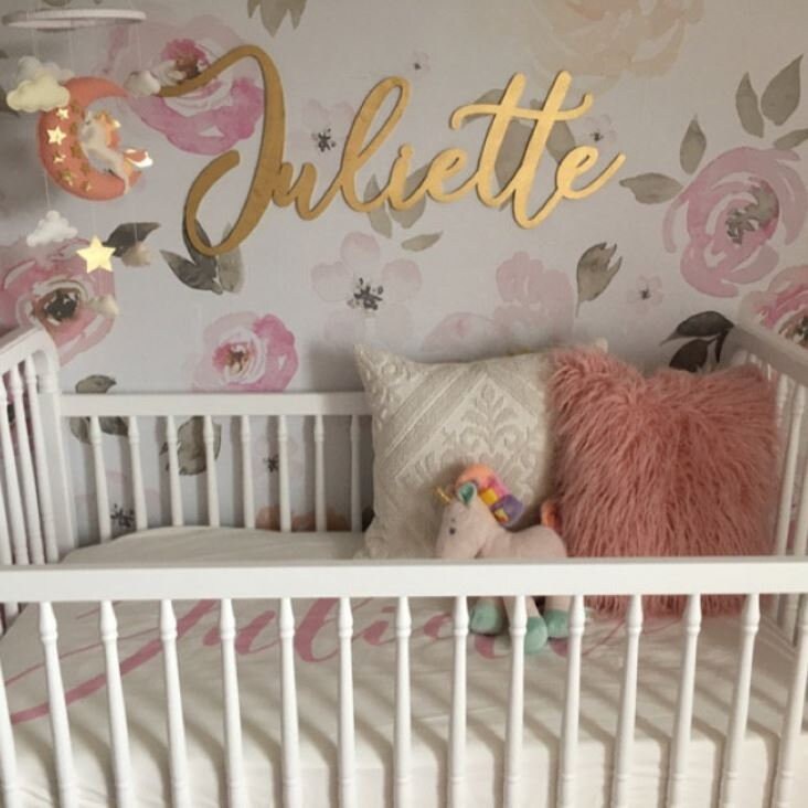 Large Wood Baby Name Sign, Silver, Gold, White, or Black, Nursery ...