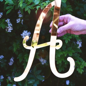 Monogram Calligraphy Wall Letters, Gold or Silver Mirror Custom Sign ...