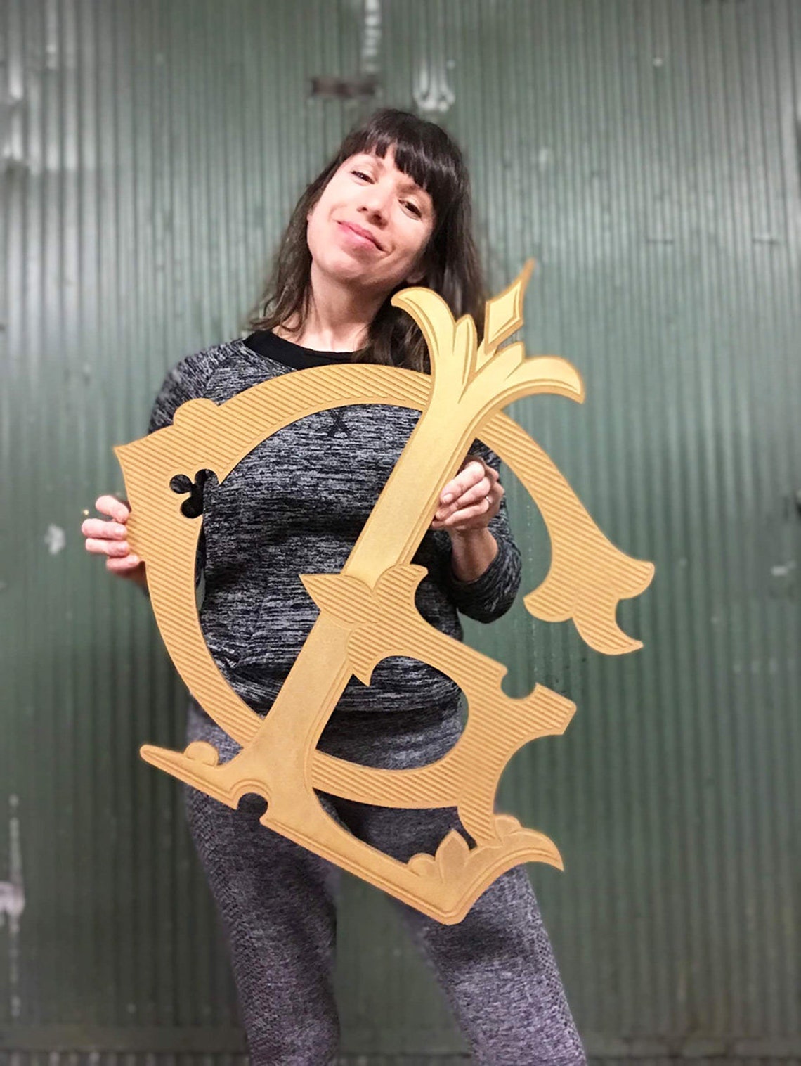 Wedding Monogram Sign Vintage Style Shuler Studio Gold - Etsy