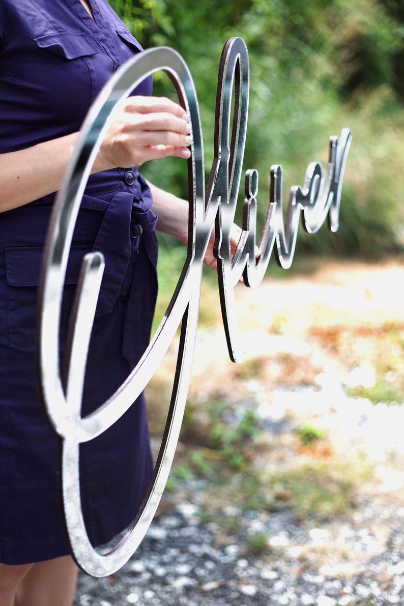 Two Name Sign for Baby Nursery With Mirror and Wood | Etsy