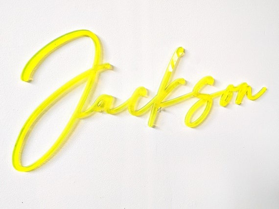 Neon Yellow Acrylic Laser Cut Sign for Modern Nursery or - Etsy