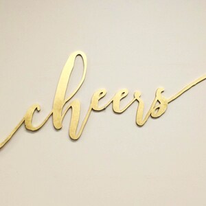 Large Laser Cut Cheers Sign, Calligraphy Word Wall Sign, Gold, Silver ...