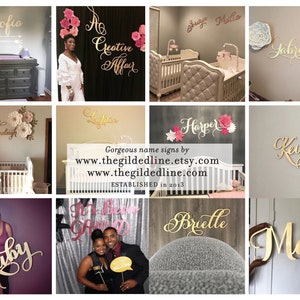 Gold Baby Name Sign Calligraphy Font - Etsy
